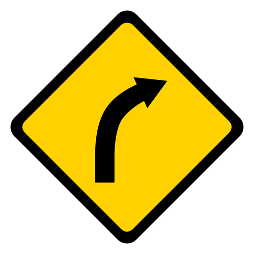 Arrow curve of road bend of road rhomb warning flat - Transparent PNG ...