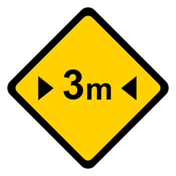 Three Metres Three Meters Width Rhomb Warning Flat PNG & SVG Design For ...