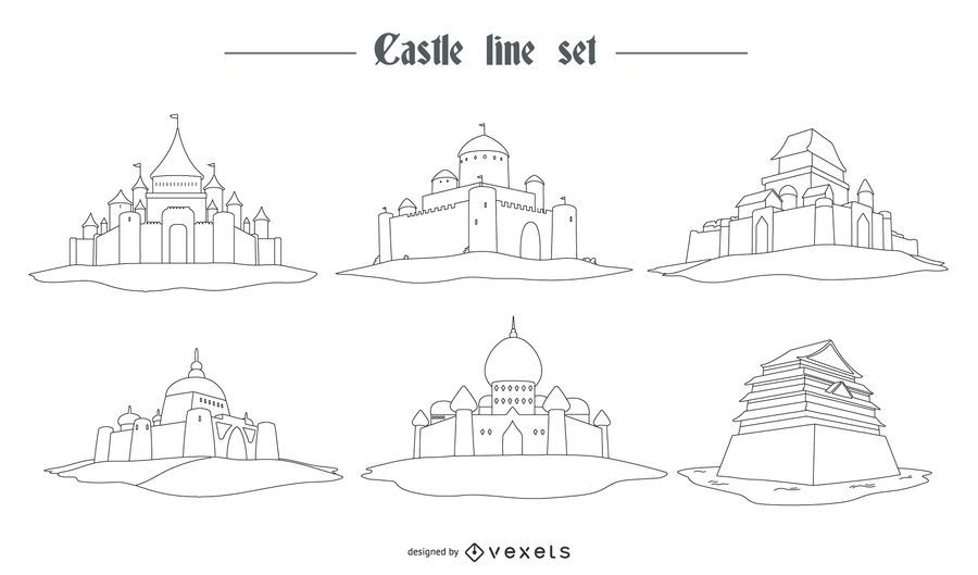 Castle Line Style Set - Vector Download