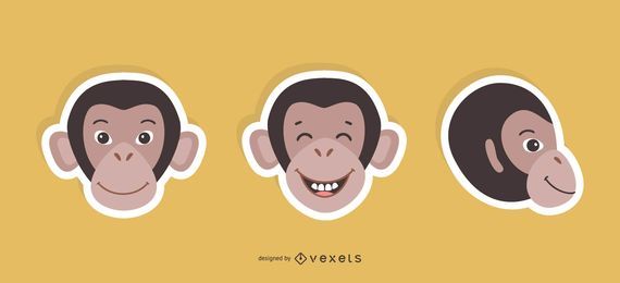 Monkey Sticker Set Vector Download