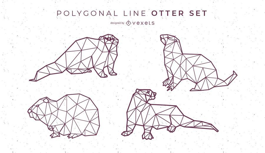 Polygonal Line Otter Design - Vector Download
