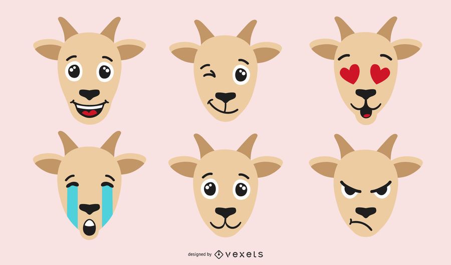 Colored Goat Emoji Set - Vector Download