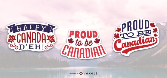 Proud Canadian Sticker Set Vector Download