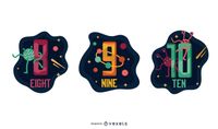 Space Garland Letter Number Pack 8 9 10 Vector Download