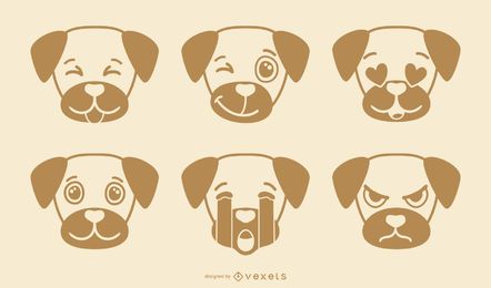 Cute Dog Emoji Collection Vector Download