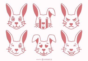 Rabbit Emoji Emotions Character Set Vector Download