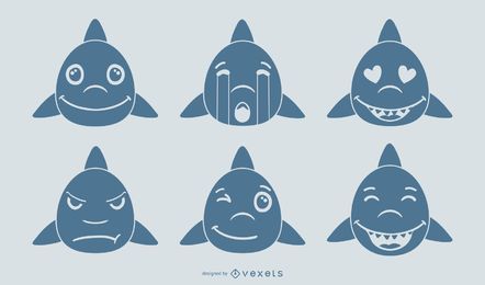 Shark Emoji Vector Set Vector Download