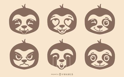 Sloth Emoji Set Vector Download