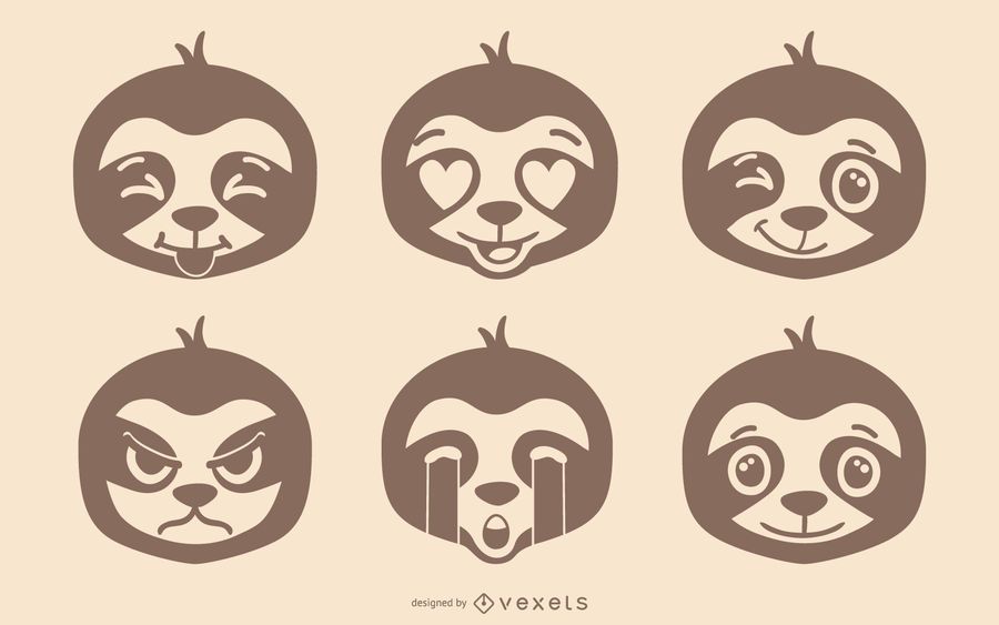 Sloth Emoji Set - Vector Download