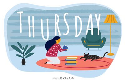 Thursday Cartoon Illustration Design Vector Download
