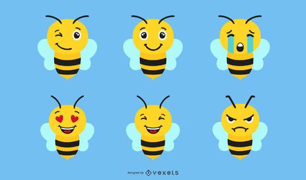 Bee Emoji Set Vector Download