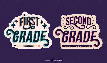 First Second Grade Lettering Set Vector Download