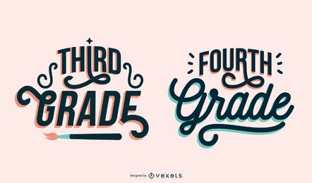 Third Fourth Grade Lettering Set Vector Download