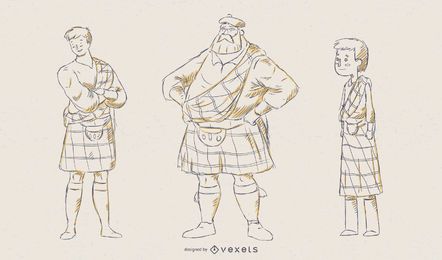 Scottish Man Illustration Vector Set Vector Download