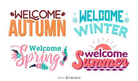 Welcome Seasons Lettering Set Vector Download