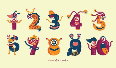 Descarga Vector De Colección De Números De Monstruos
