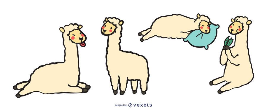 Lindo Conjunto De Vectores De Llama - Descargar Vector