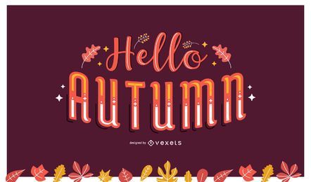 Hello Autumn Lettering Vector Download