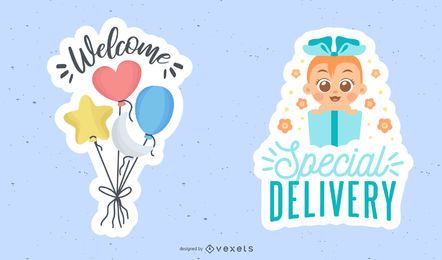 New Baby Sticker Set Vector Download