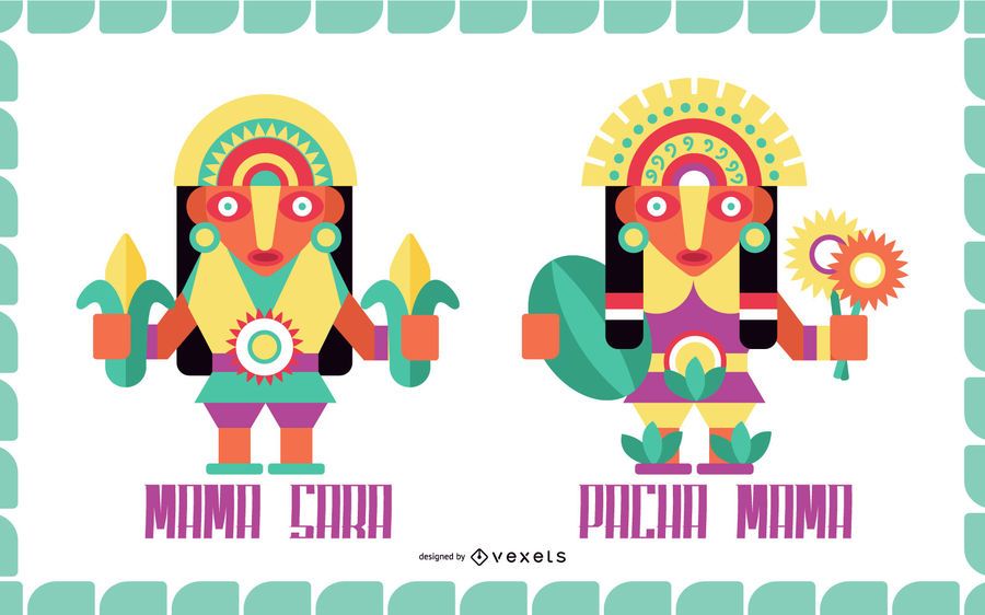 Inca Gods Flat Design Set #1 - Vector Download