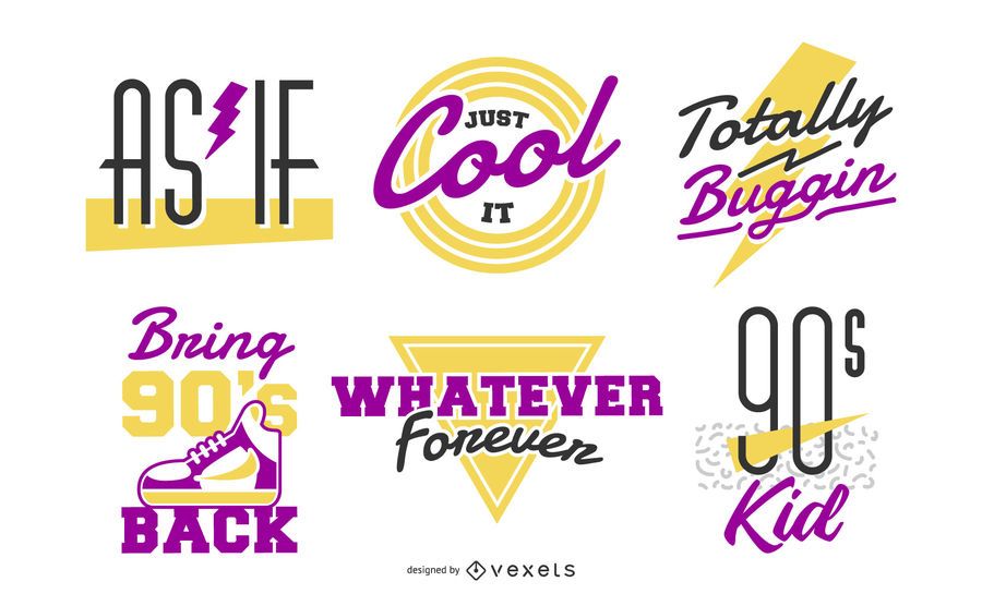 90s Retro Lettering Set - Vector Download