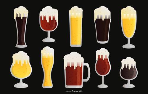 Beer Glass Flat Design Vector Collection Vector Download