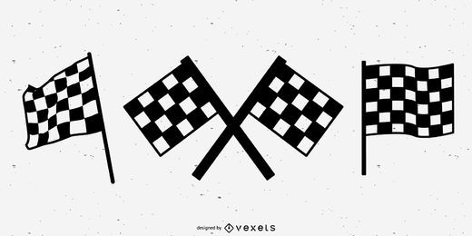 Racing Flags Silhouette Set Vector Download