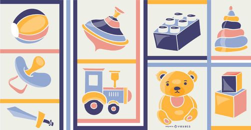 Toy Elements Illustration Composition Vector Download