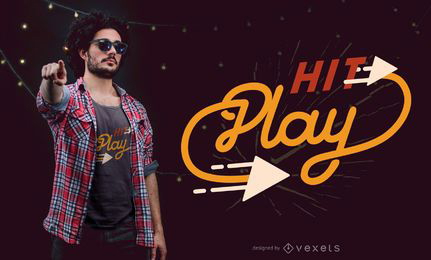 Hit Play T-shirt Design Vector Download