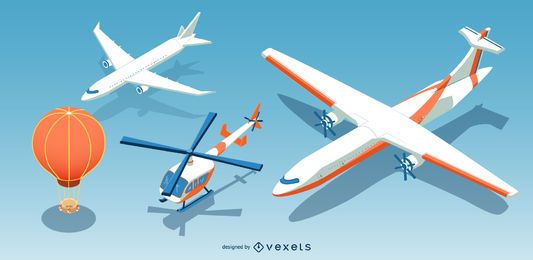 Isometric Aircraft Set Vector Download