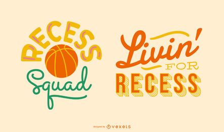 School Recess Lettering Set Vector Download