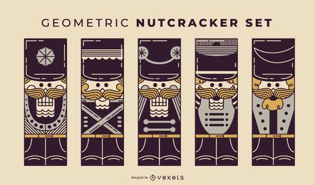 Geometric Nutcracker Duotone Set Vector Download