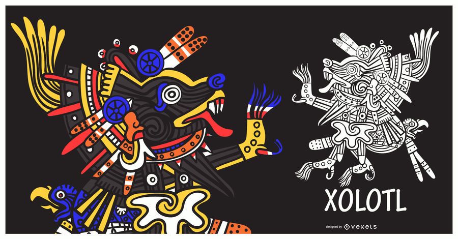 Aztec God Xolotl Illustration Vector Download