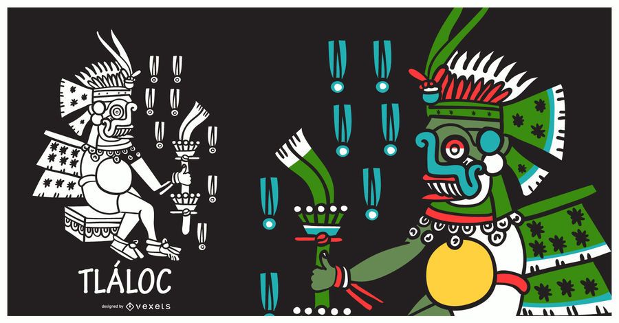 Aztec God Tlaloc Illustration - Vector Download
