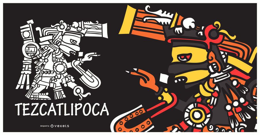 Ilustración De Dios Azteca Tezcatlipoca - Descargar Vector