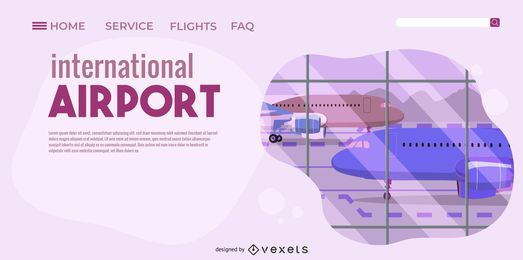 International Airport Landing Page Design Vector Download