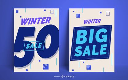 Winter Big Sale Poster Set Vector Download
