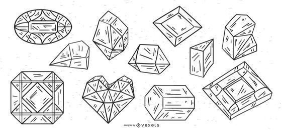 Crystals Stroke Vector Set Vector Download