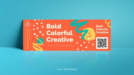 Colorful Abstract Bold Ticket Template Vector Download