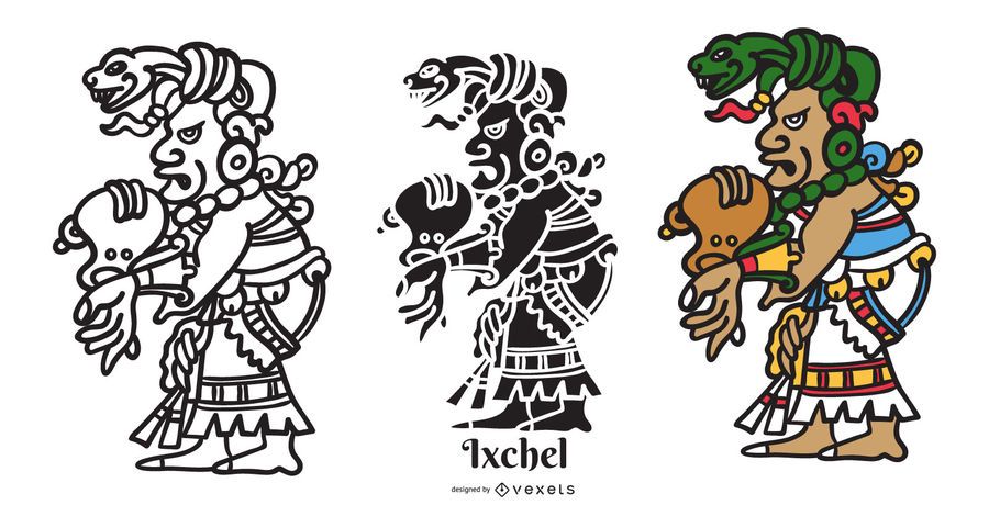 Maya God Ixchel Illustration Design - Vector Download