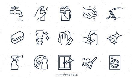 Reinigungselemente Strichsymbolsatz - Vektor Download