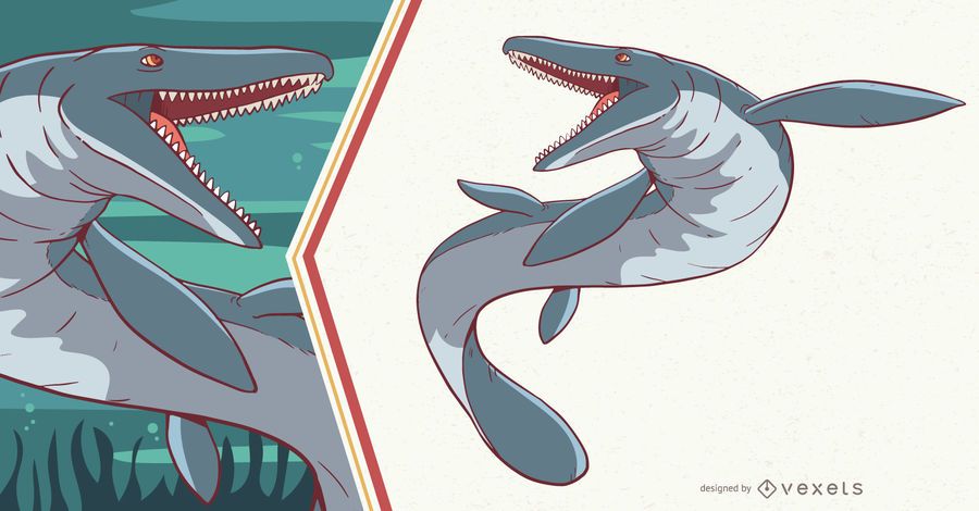 Mosasaurus Dinosaur Illustration - Vector Download