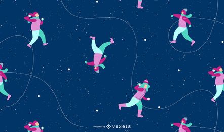 Winter Abstract People Pattern Design Vector Download