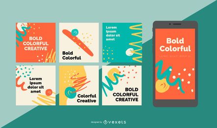 Bold Colorful Social Media Posts Vector Download