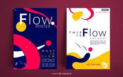 Creative Flow Poster Design Set Vector Download