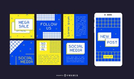 90s Internet Social Media Posts Vector Download