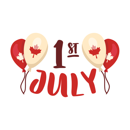 1st july balloon leaf maple badge sticker - Transparent PNG & SVG ...