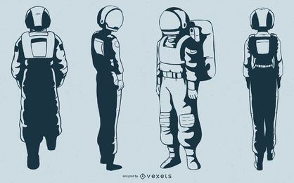 Astronaut Character Vector Set Vector Download