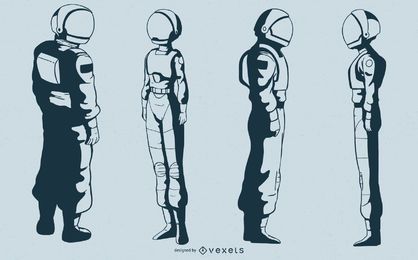 Astronaut Characters Vector Set Vector Download