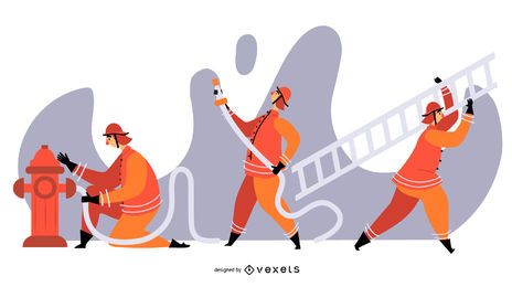Firefighters Character Illustration Vector Download